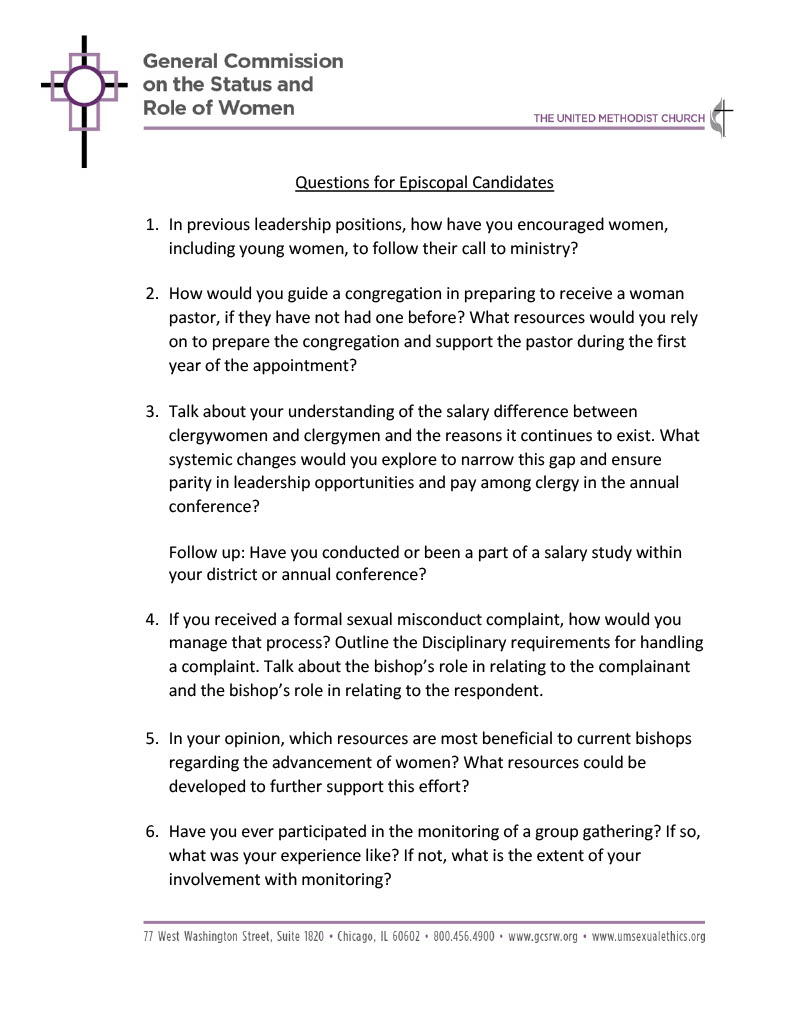 Starter Questions for Episcopal Discernment